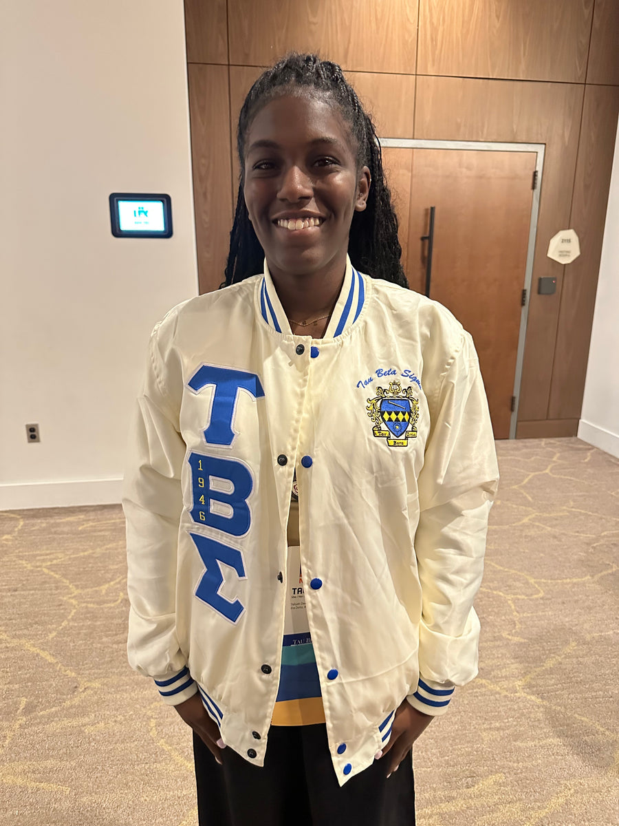 KKPsi & TBS - NEW Cream Satin Bomber (RTS) – Campus Greek & Embroidery Shop