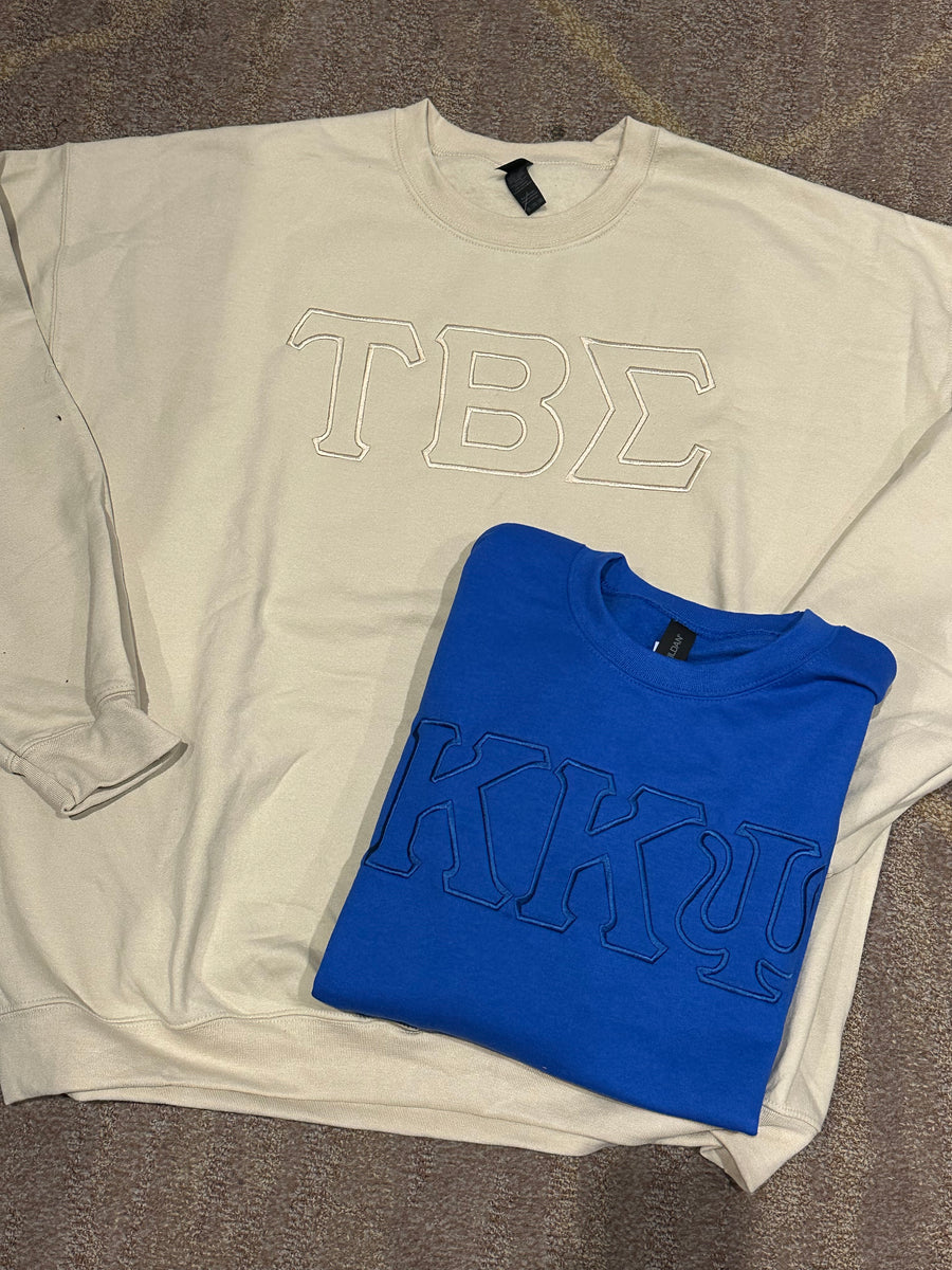 KKPsi & TBS - Satin Stitched Sweatshirt – Campus Greek & Embroidery Shop