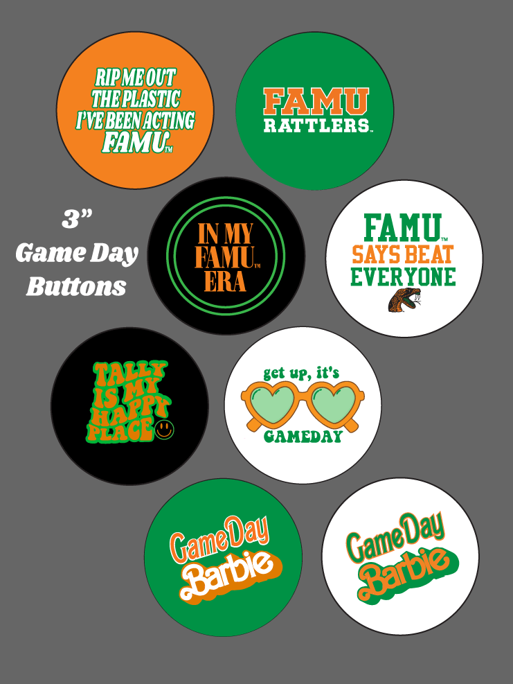 FAMU Game Day 3" Button – Campus Greek & Embroidery Shop