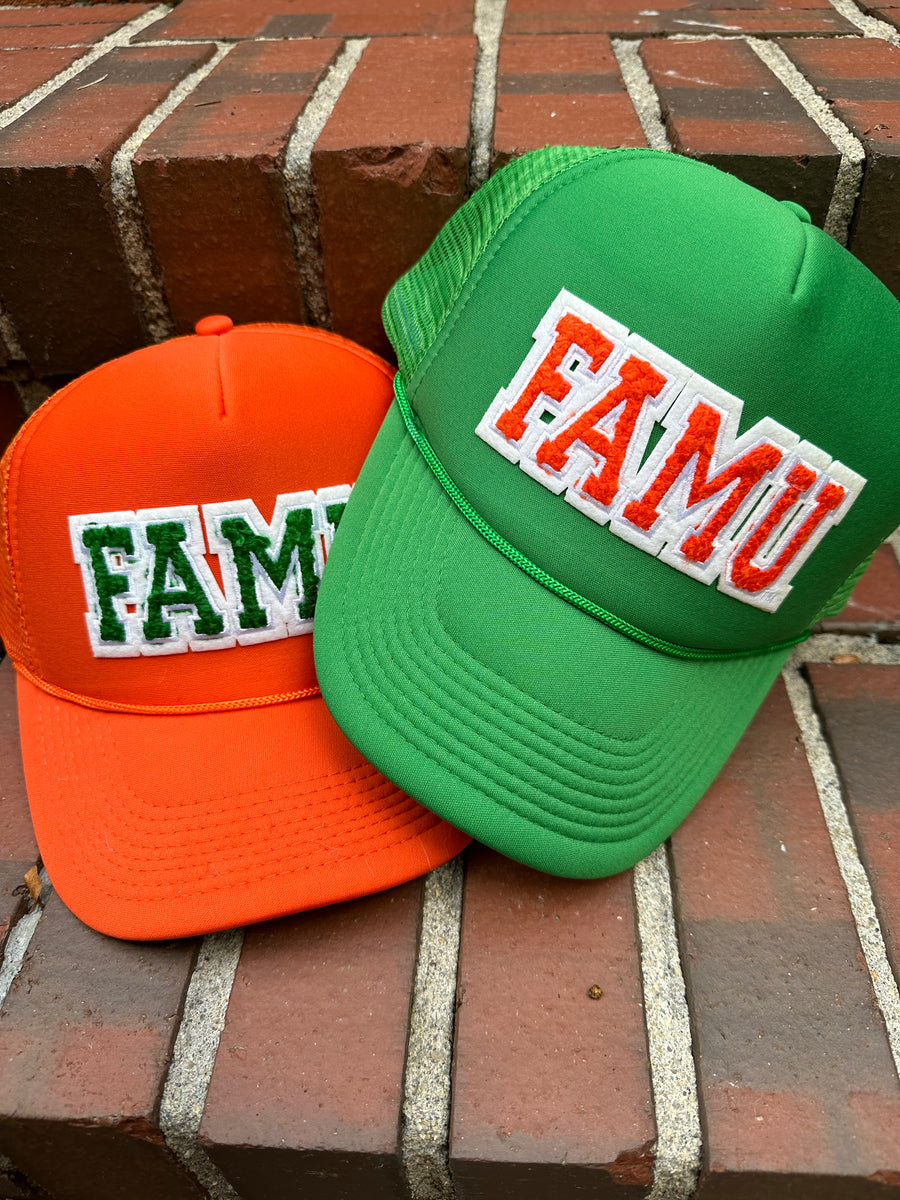 FAMU CG - Chenille Lettered Trucker Hat – Campus Greek & Embroidery Shop